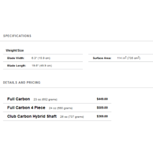 Epic Small Mid Wing Paddle (Club Carbon) - TC SURFSKI